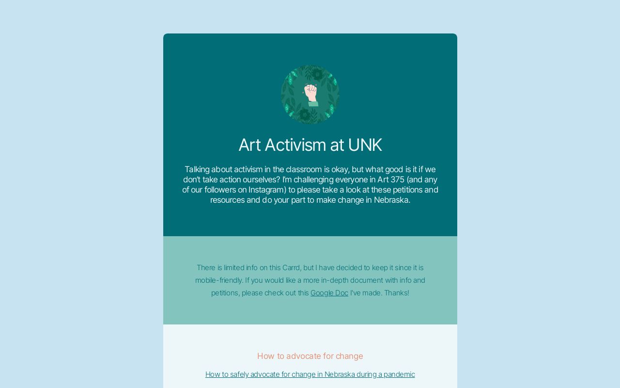 Art Activism at UNK